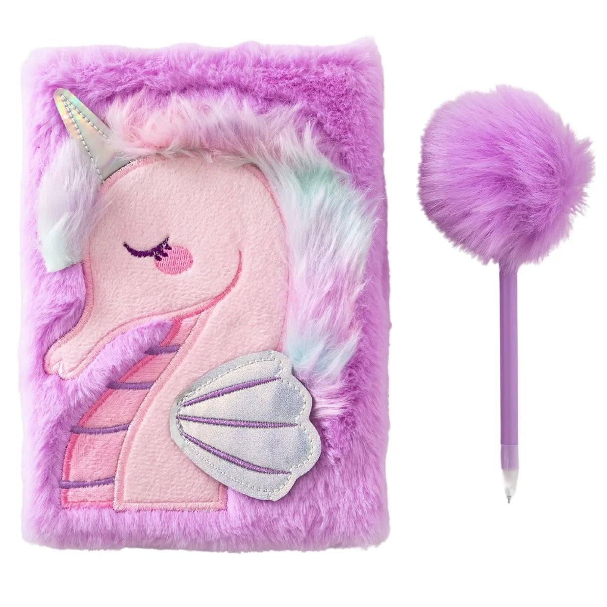 Fluffy Notebook A5 - Mermaid Seahorse – Pink Llama Gifts